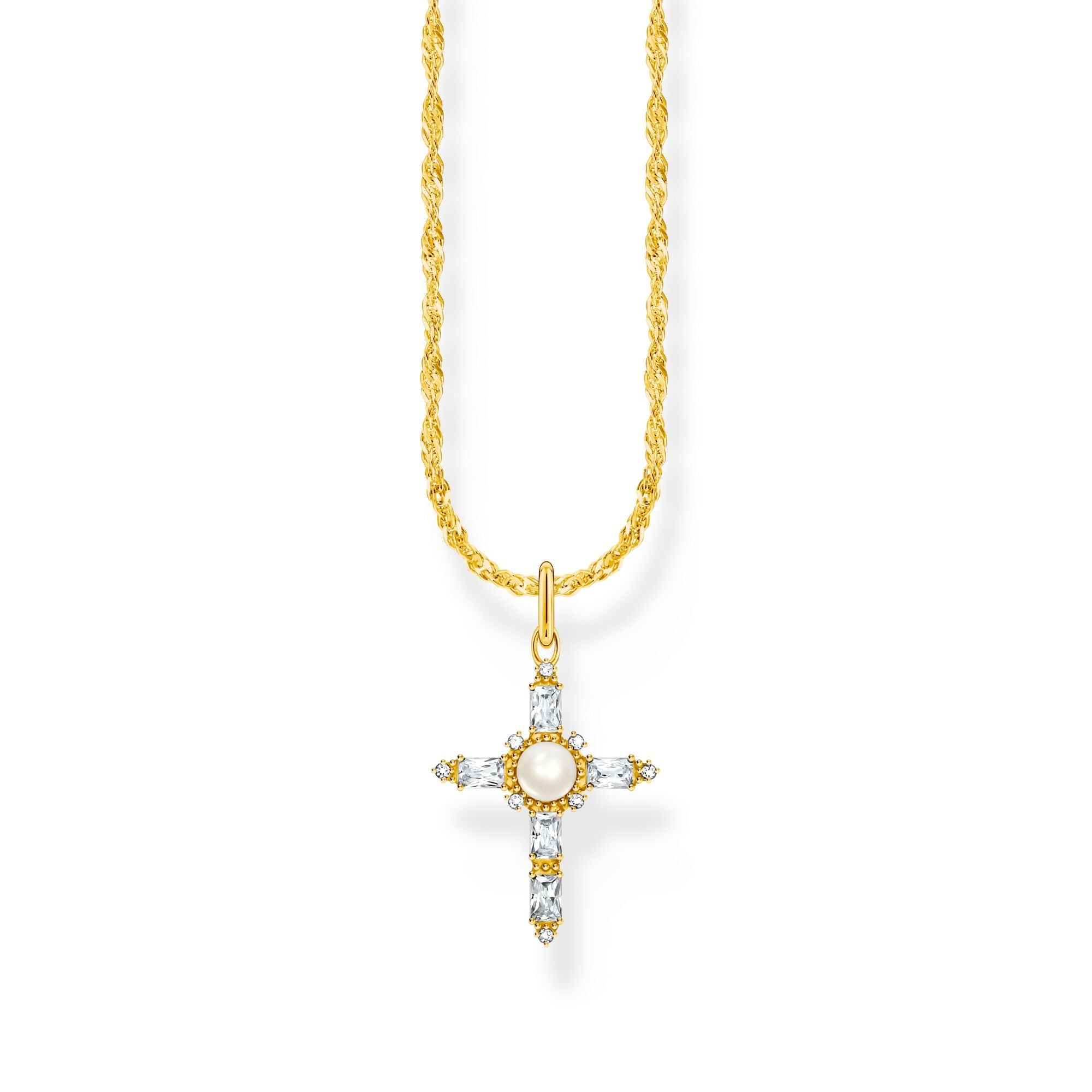 Buy Romance Necklace with white cross pendant gold by Thomas Sabo ...