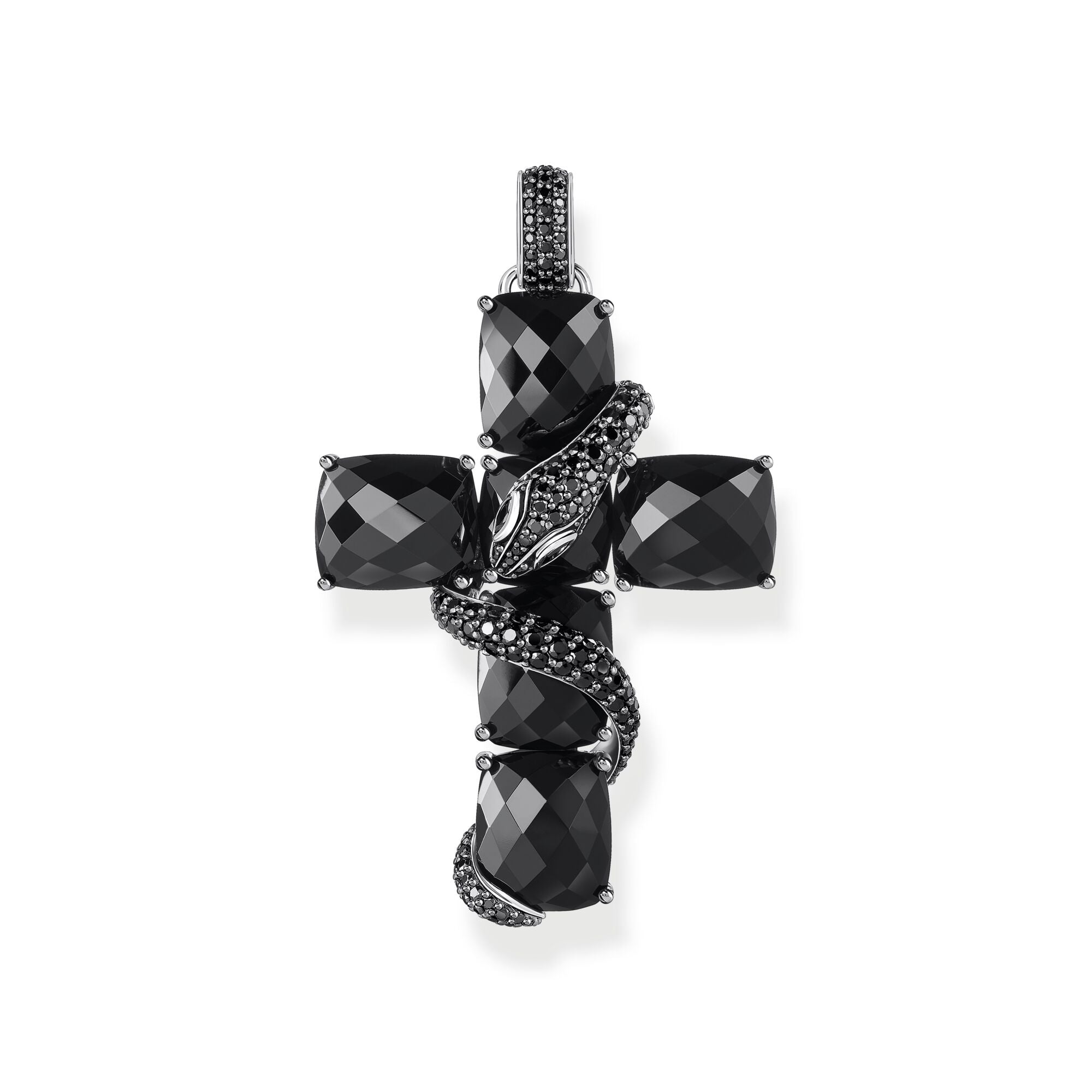 Buy Cross pendant with snake and black zirconia by Thomas Sabo online ...