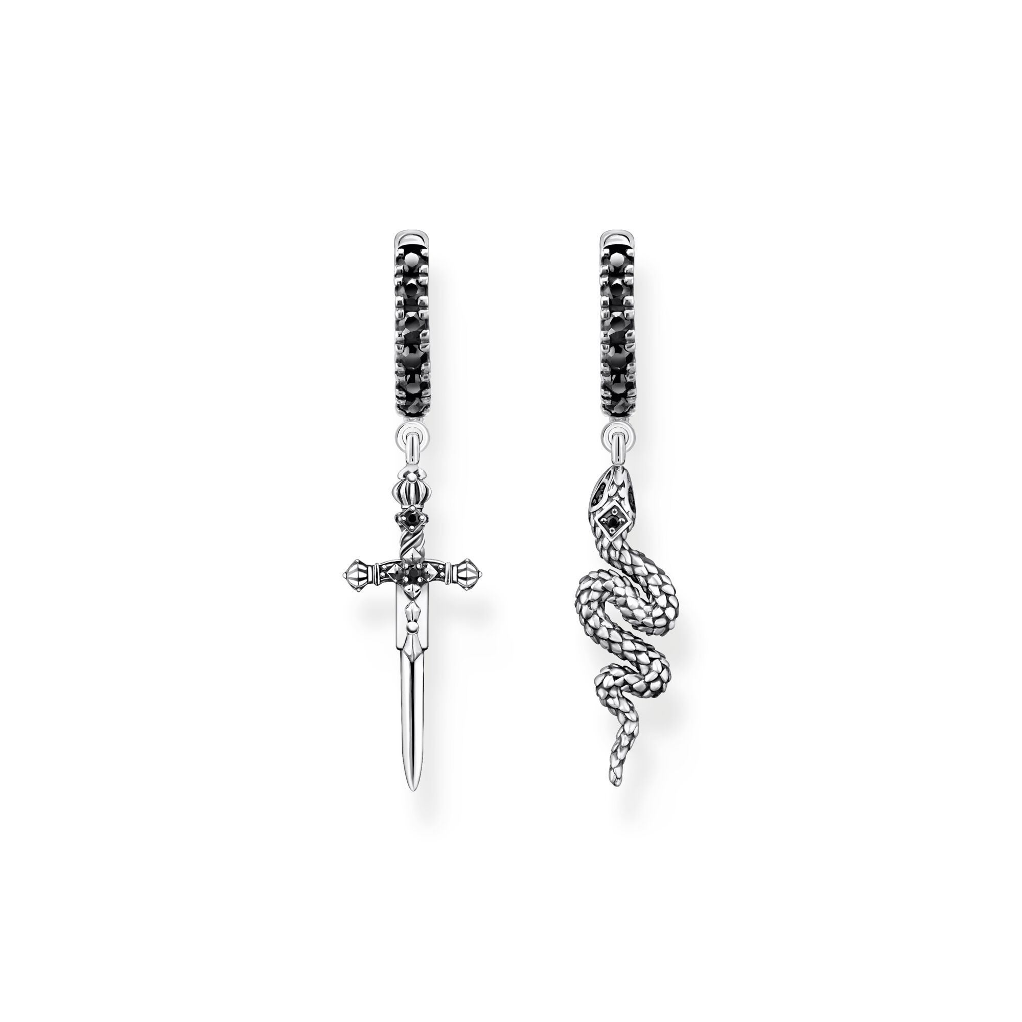 Buy Hoop earrings blackened snake and sword by Thomas Sabo online ...