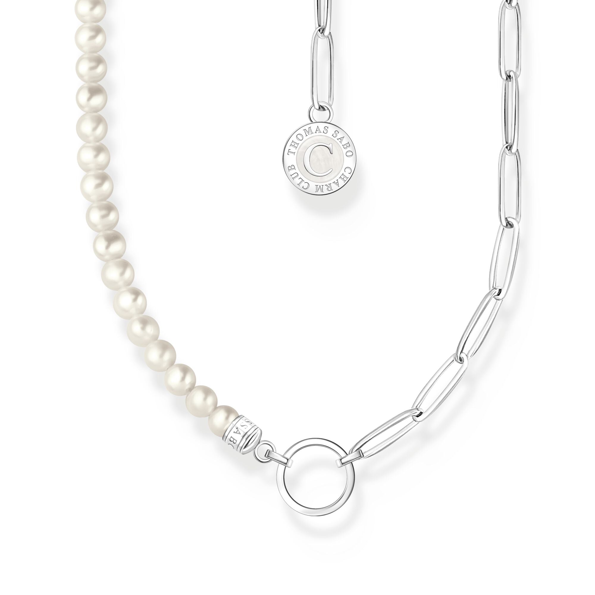 Buy Charm necklace with pearls and chain links silver by Thomas Sabo ...